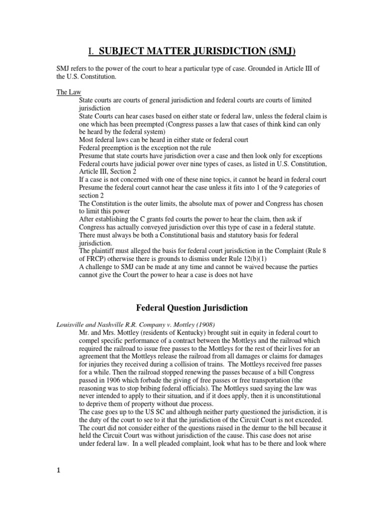 Federal Question Jurisdiction and the Well-Pleaded Complaint Rule | PDF ...