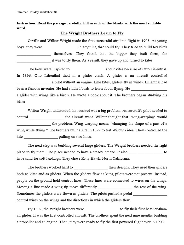 Summer Holiday Worksheet 01 | PDF
