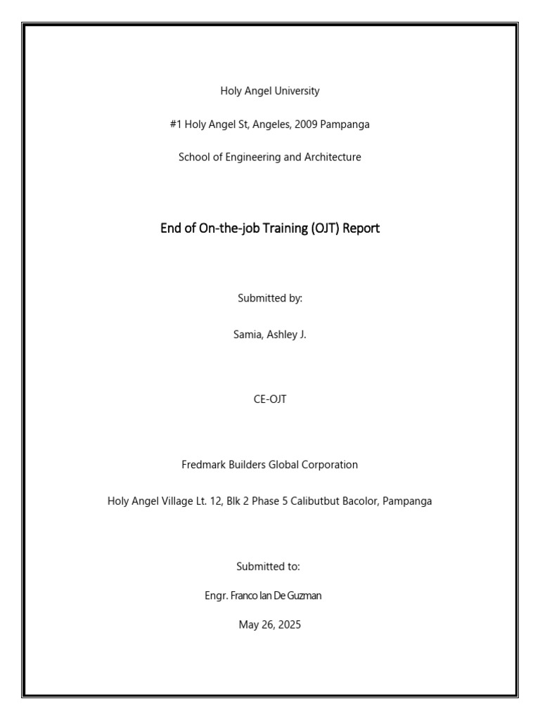 OJT Report: Engineering Internship Insights | PDF | Occupational Safety ...