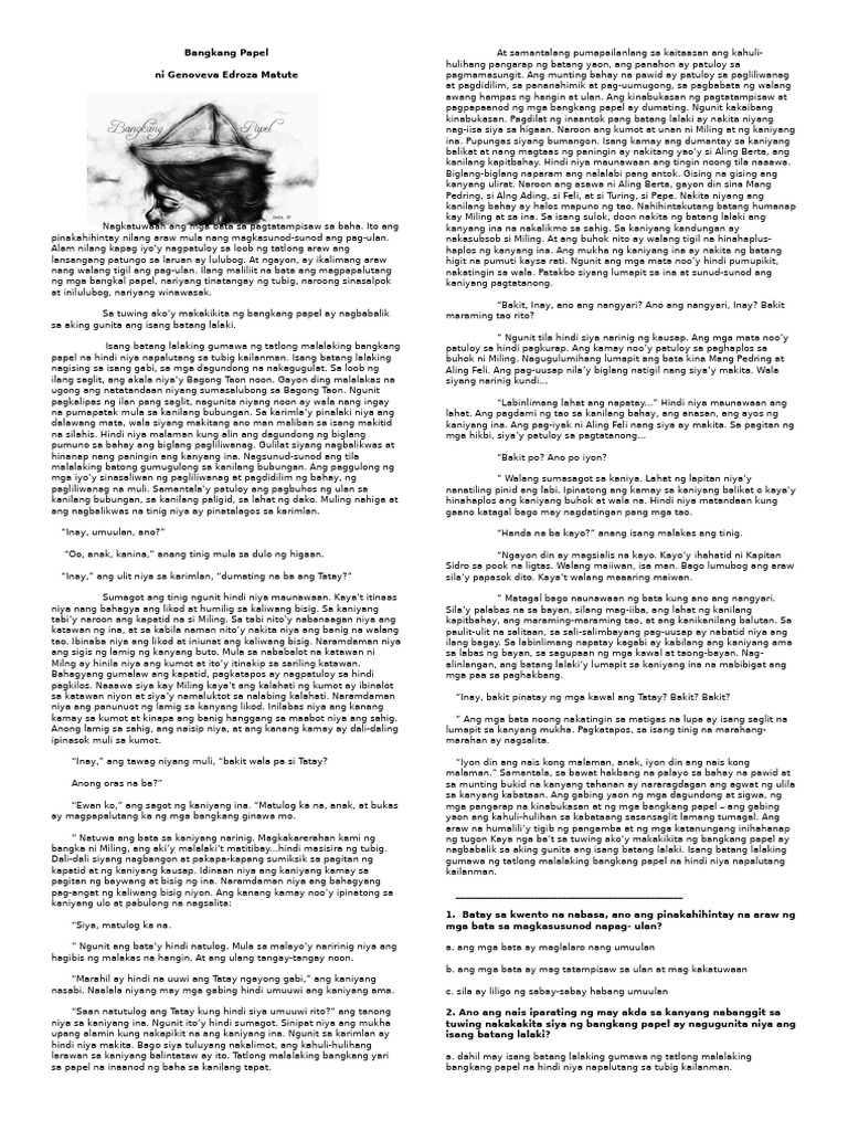 Pagbasa Bangkang Papel | PDF