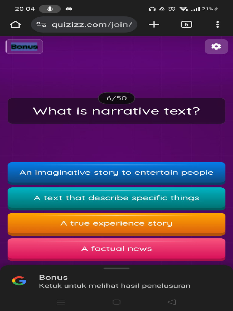 Soal Quizizz English 6 10 | PDF