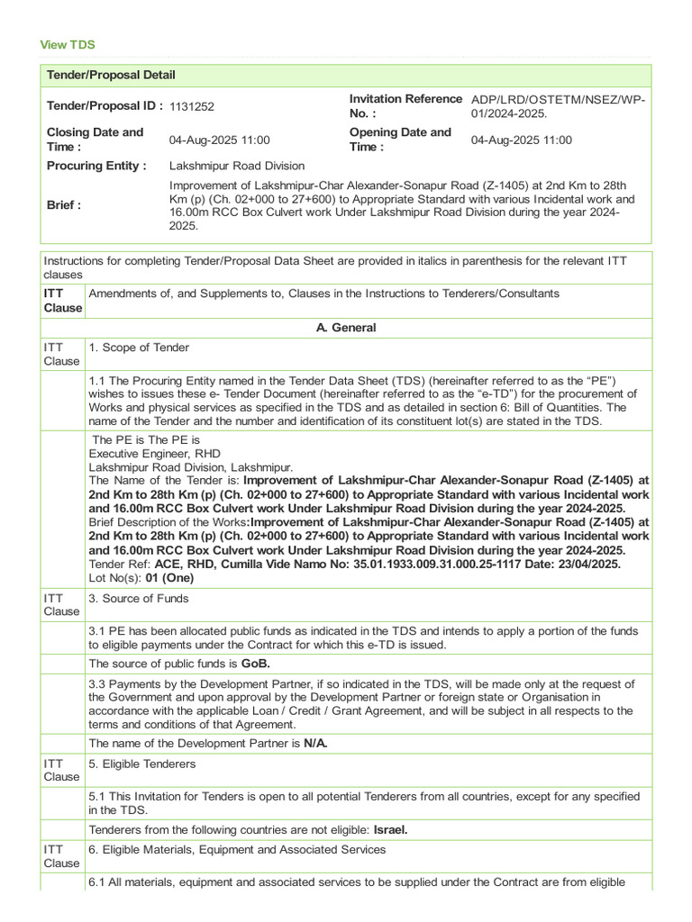 Section2 - Tender Data Sheet | PDF | Joint Venture | Taxes