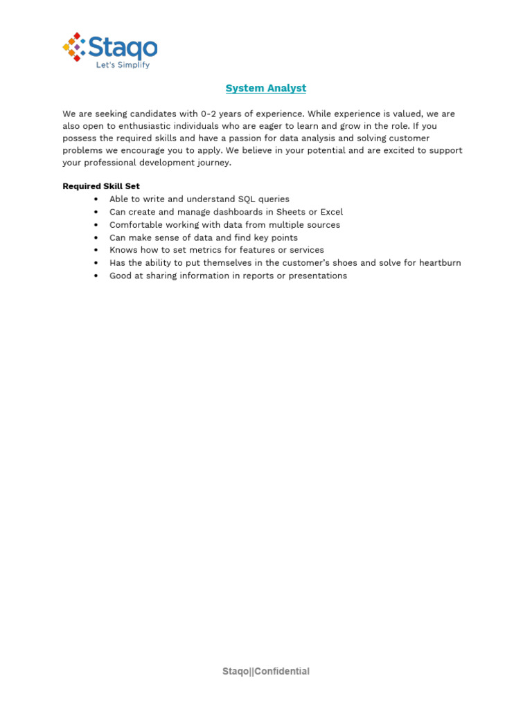 Job Description - System Analyst | PDF