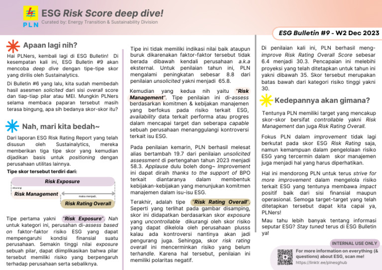 Analisis Skor Risiko ESG PLN 2023 | PDF