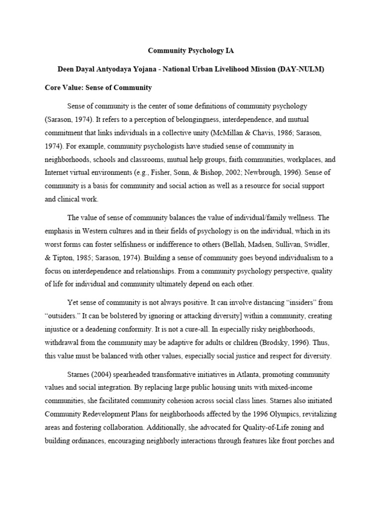 Community Psychology IA NULM | PDF | Poverty | Poverty & Homelessness