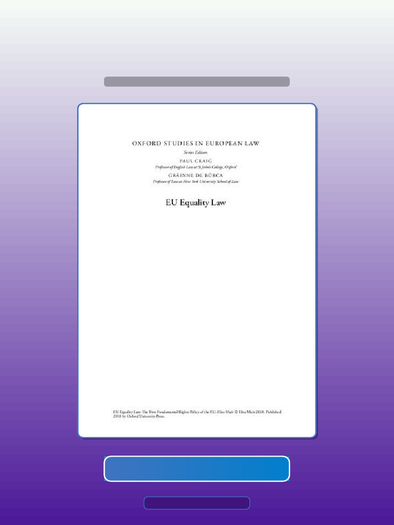 Complete EU Equality Law The First Fundamental Rights Policy of The EU ...