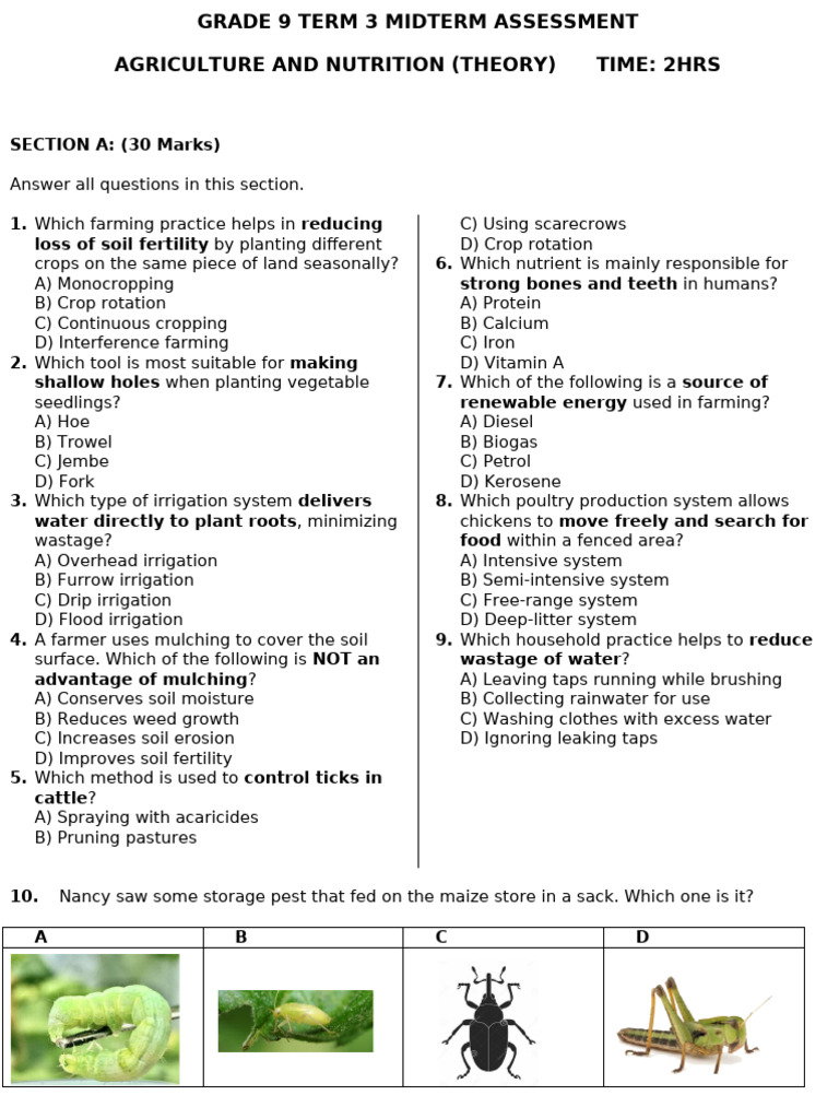 Grade 9 Agriculture and Nutrition | PDF | Agriculture | Soil