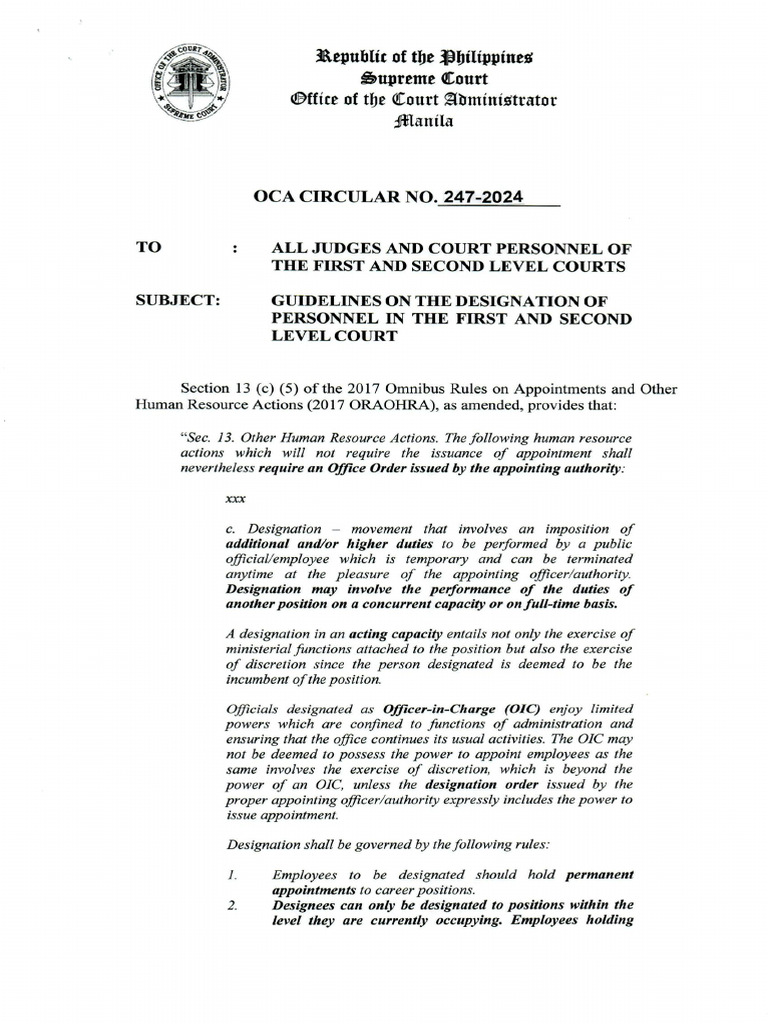 OCA Circular No. 247-2024 | PDF