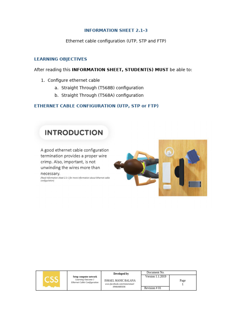 2.1 3 Ethernet Cable Configuration | PDF | Computer Network ...