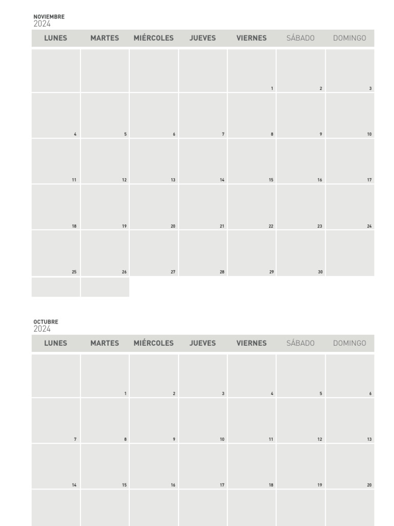 Calendar Oct Dic 2024 | PDF