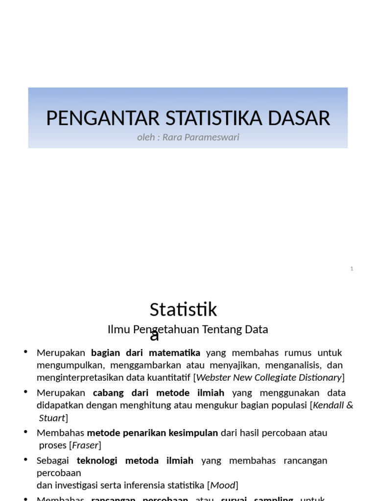 Pertemuan 1 Pengantar Statistik | PDF