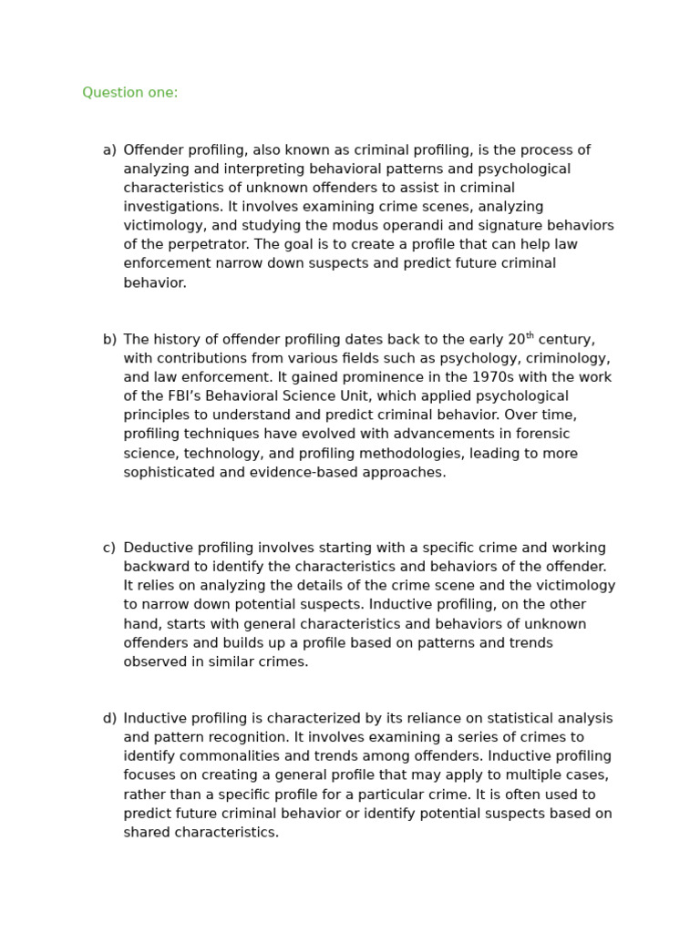 SCR 205 Offender Profiling-1 | PDF | Offender Profiling | Crimes