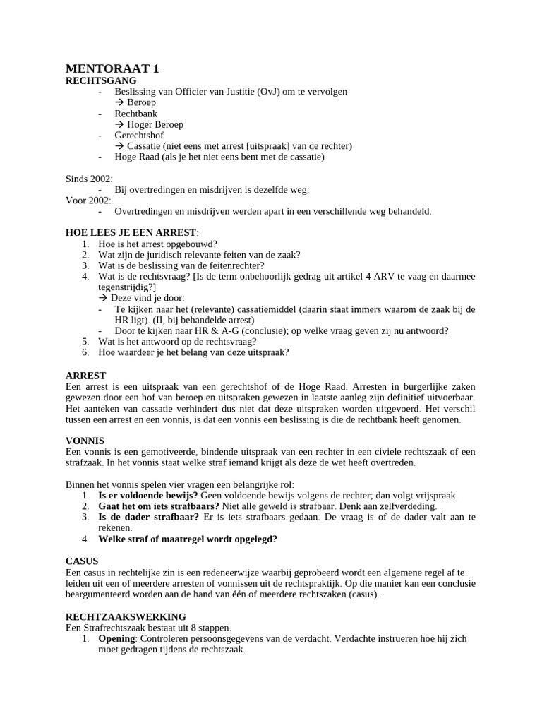 Mentoraat 1: Rechtsgang | PDF