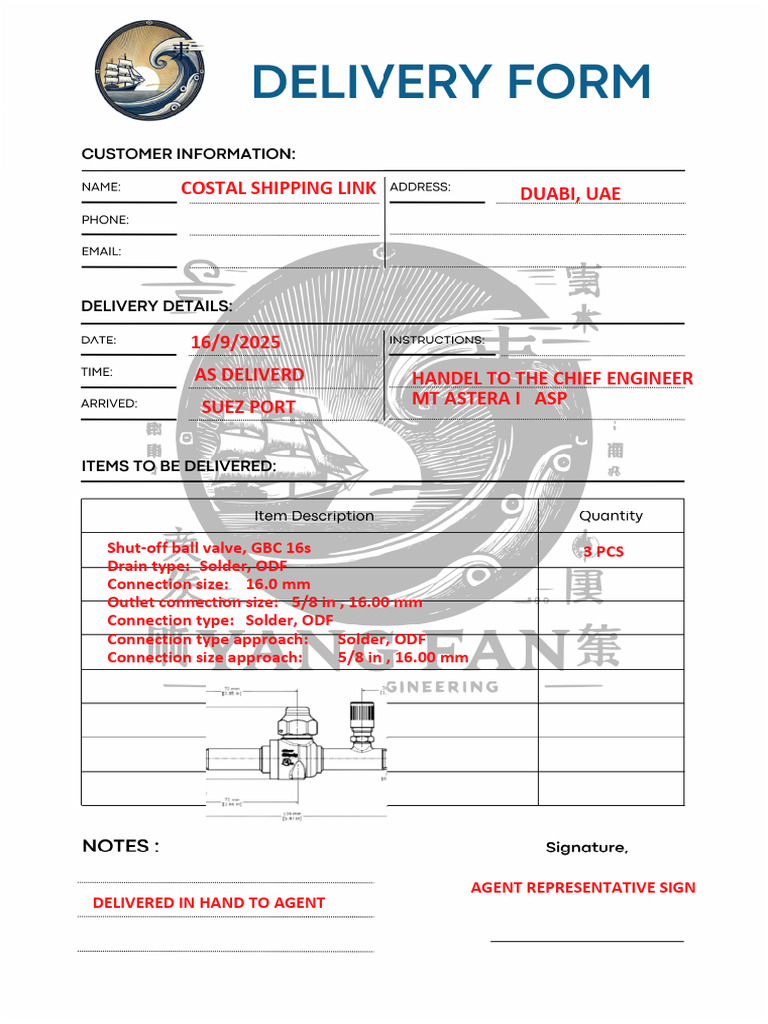 White Minimalist Formal Delivery Form Document | PDF