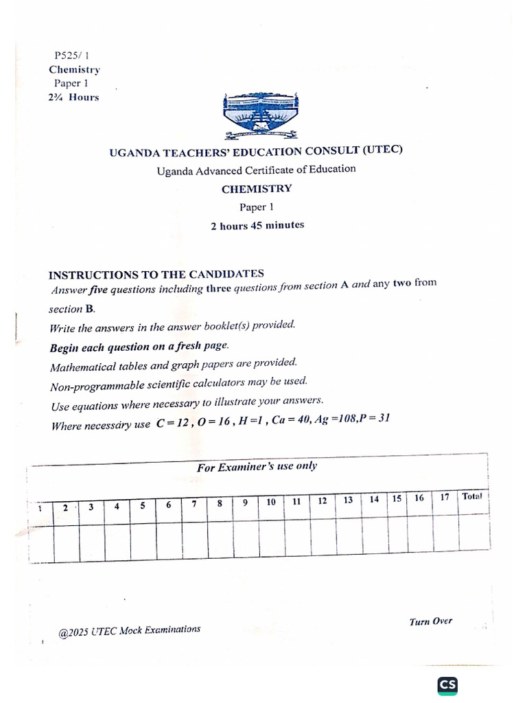 Utec Uace 2025 Paper 1 | PDF