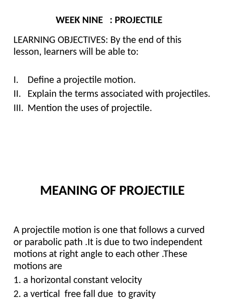 Week 9 Projectile | PDF | Projectiles | Motion (Physics)