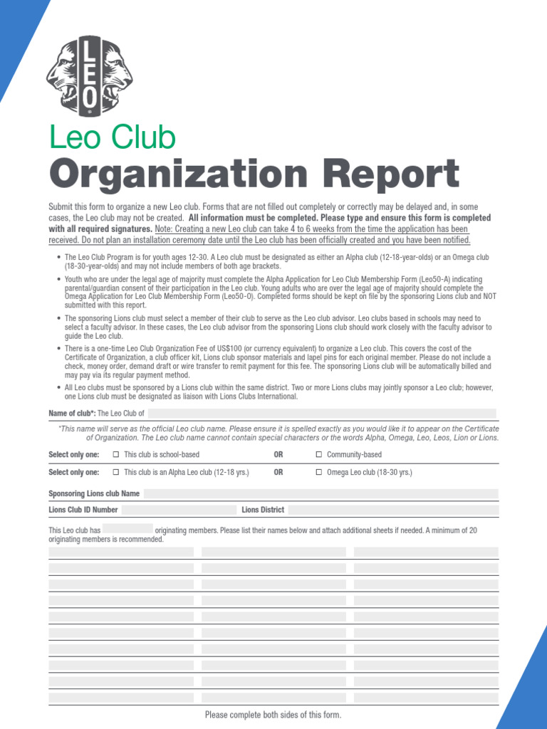 Leo Club Organization Application Form | PDF