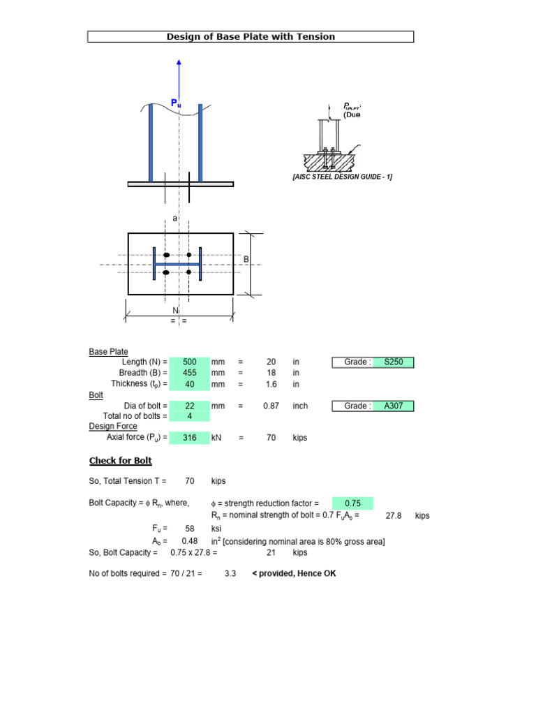 Base Plate Desing (AISC) - WO Shear Lug - 2 | PDF
