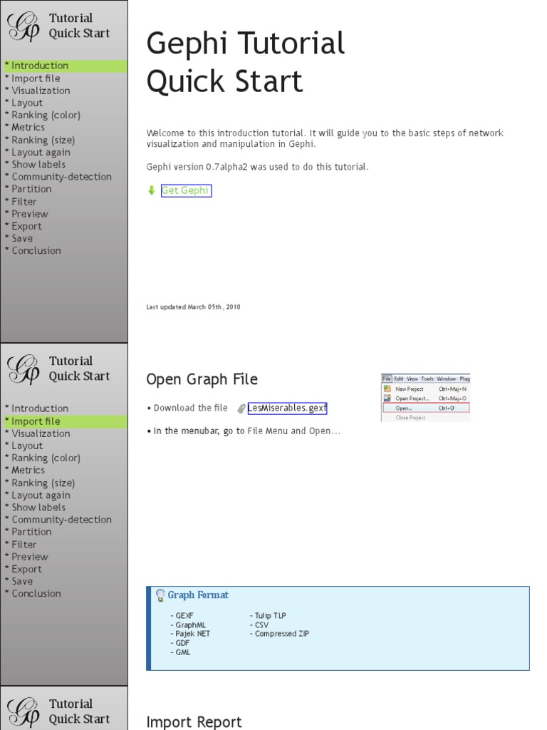 Gephi Tutorial Quick Start | PDF