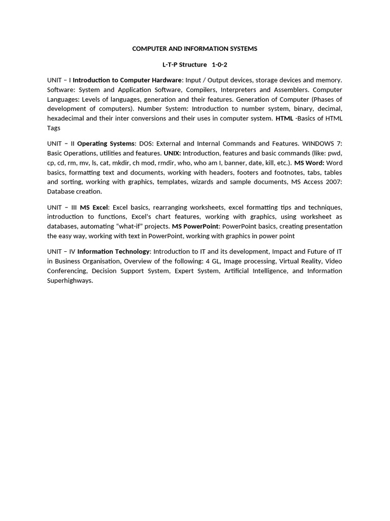 Cis New Syllabus-Updated | PDF