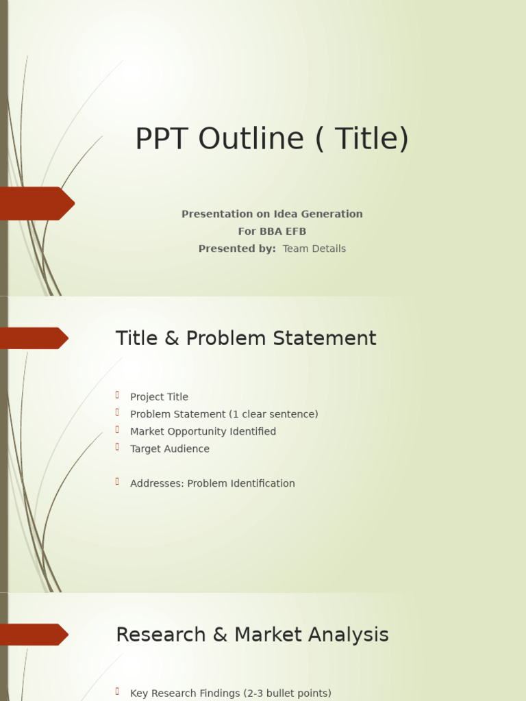 Outline (Idea Generation and Business Plan) | PDF