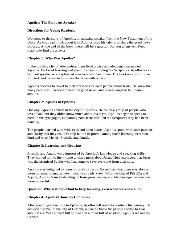 Apollos: A Journey of Eloquent Faith | PDF | Christian Belief And ...