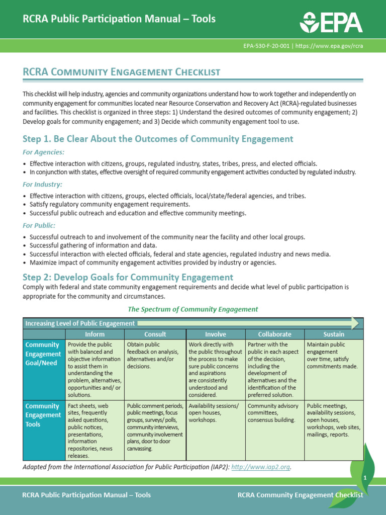 RCRA Community Engagement Tools Guide | PDF | Resource Conservation And ...