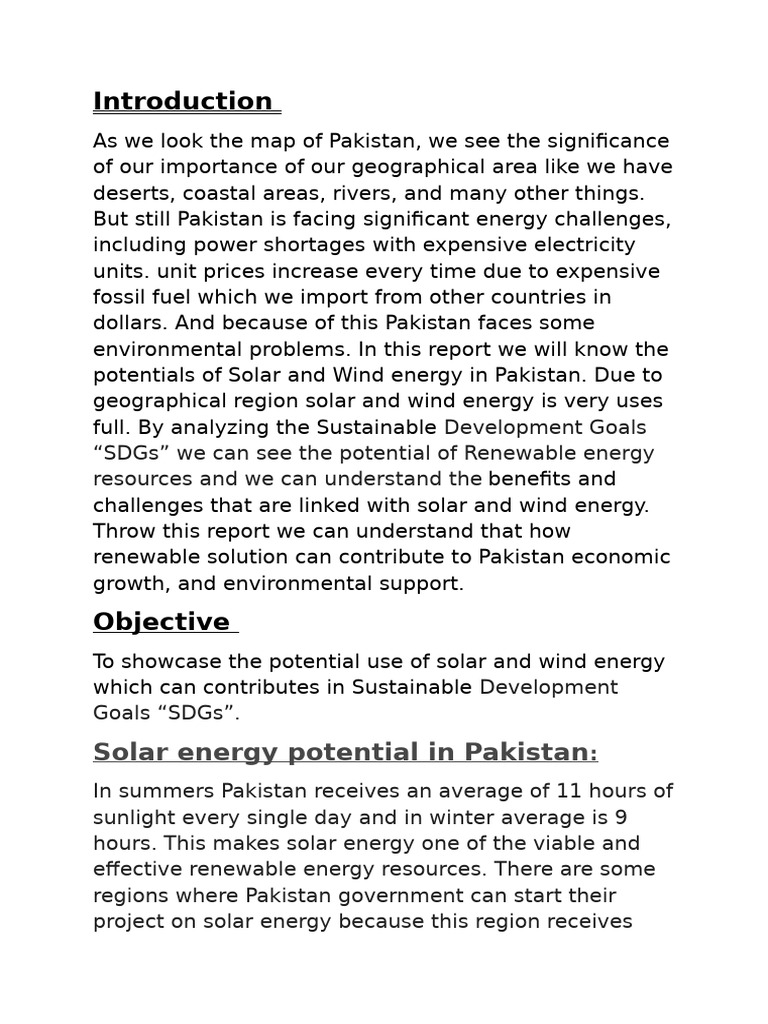 Solar and Wind Energy Potential in Pakistan | PDF | Pakistan | Energy ...