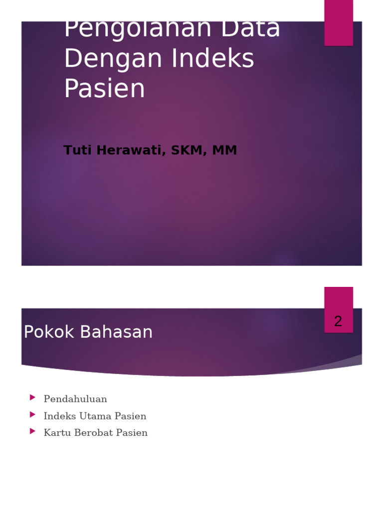03 - Manajemen-Rekam-Medis-3 (Indeks Utama Pasien) | PDF