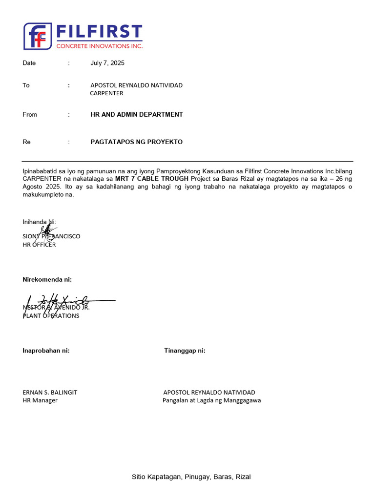 Project Completion August 26, 2025 | PDF