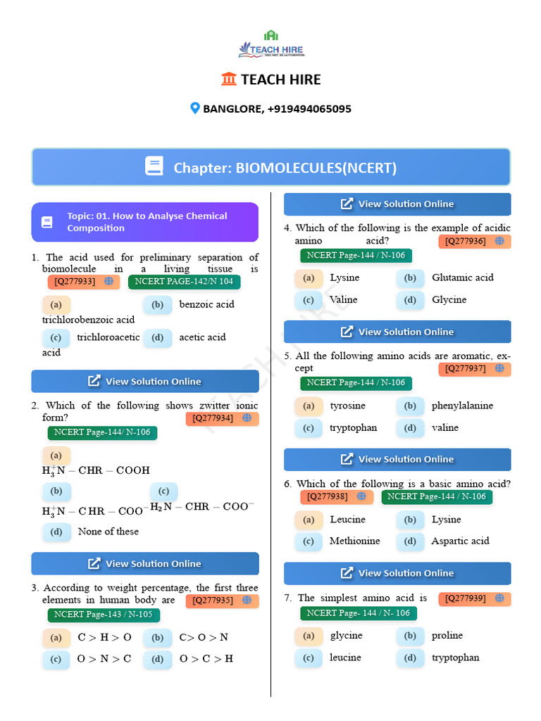 BIOMOLECULES (NCERT) Ncert Notes For Neet | PDF | Nucleotides | Nucleic ...