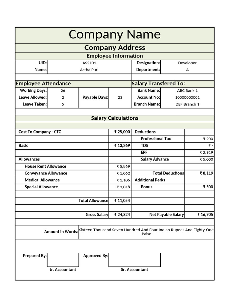 Employee Salary Breakdown and Attendance | PDF | Salary | Tax Deduction
