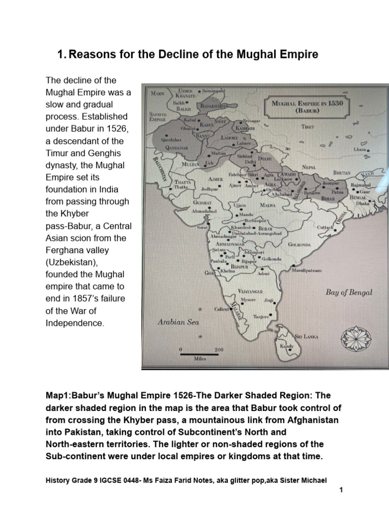 Topic 1 Decline of The Mughal Empire History Grade 9 Notes-Ms Faiza ...