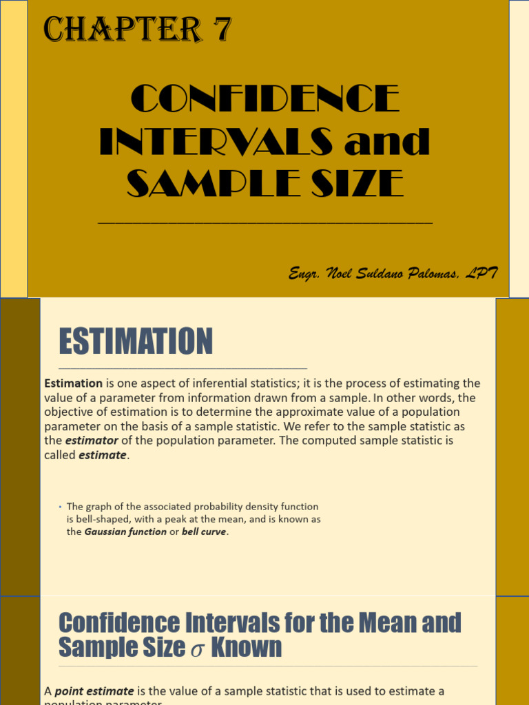 Confidence Intervals & Sample Size Guide | PDF | Estimator | Confidence ...