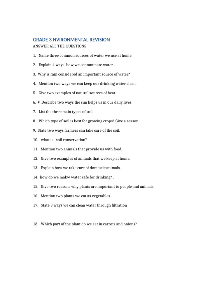 Grade 3 Environmental Revision Guide | PDF
