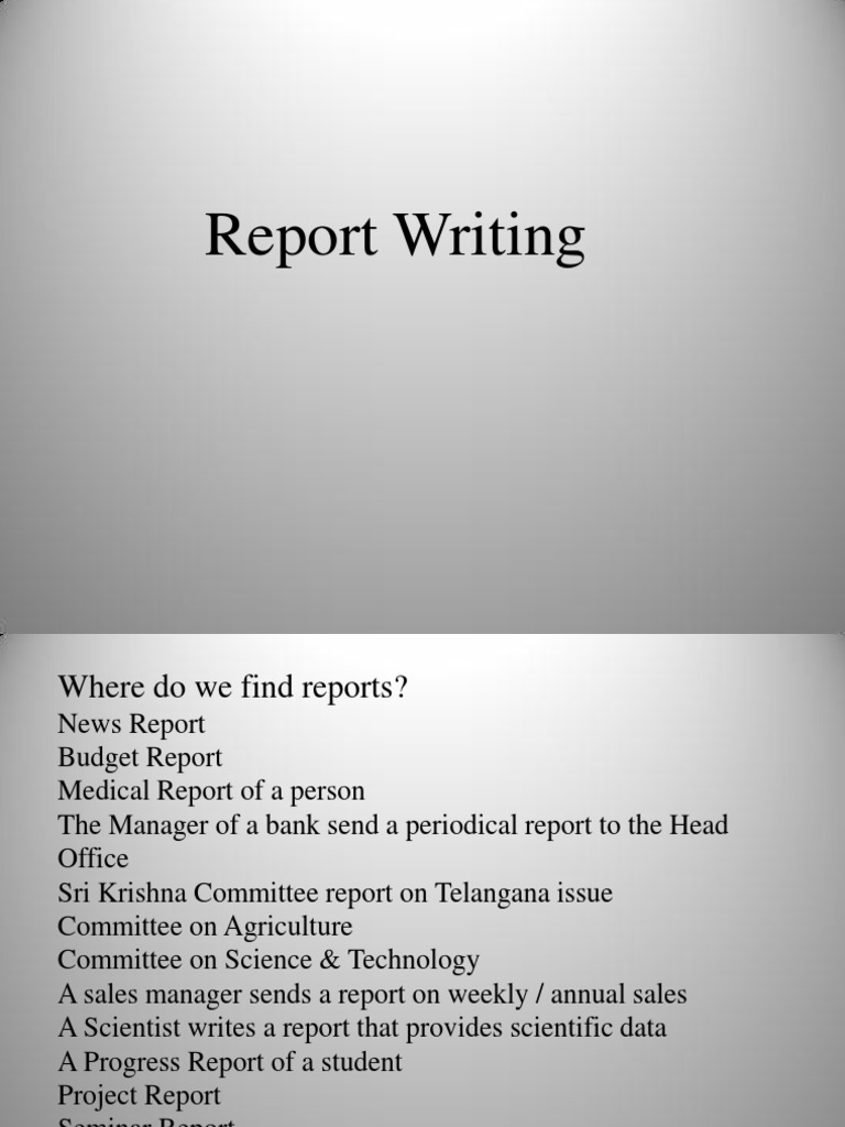 Report Writing PPT | Science