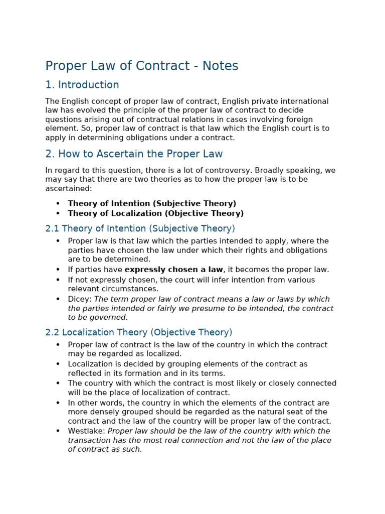 Proper Law of Contract Theories Explained | PDF | Civil Law (Legal ...