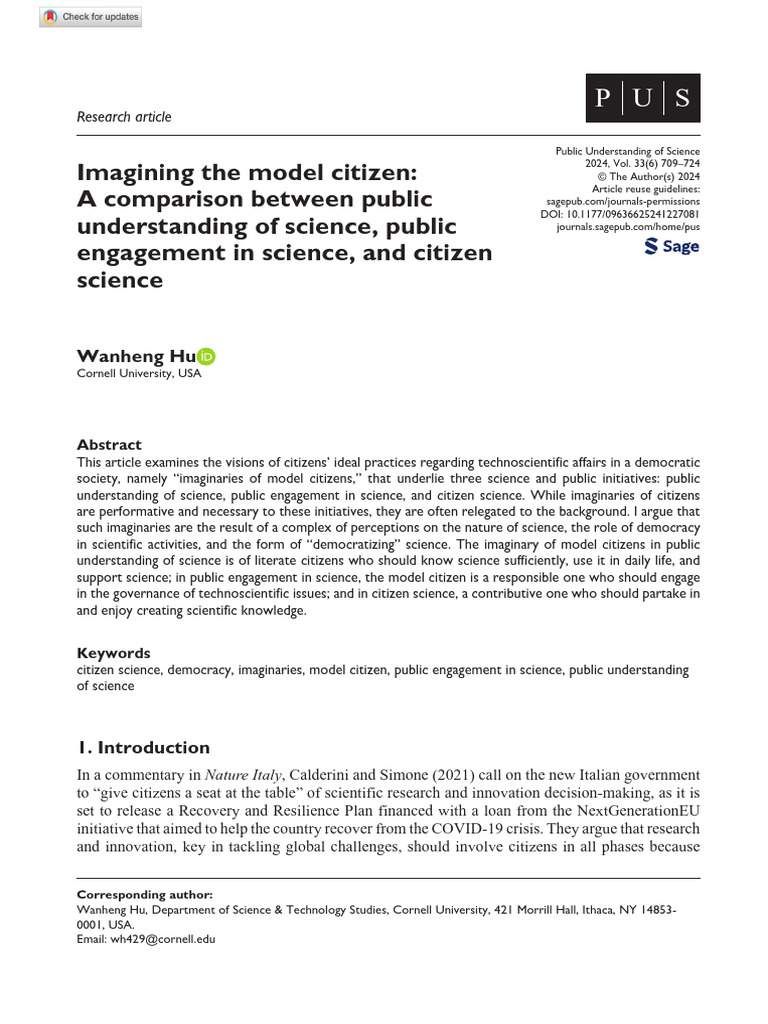 Imaginaries of Model Citizens in Science | PDF | Science | Democracy