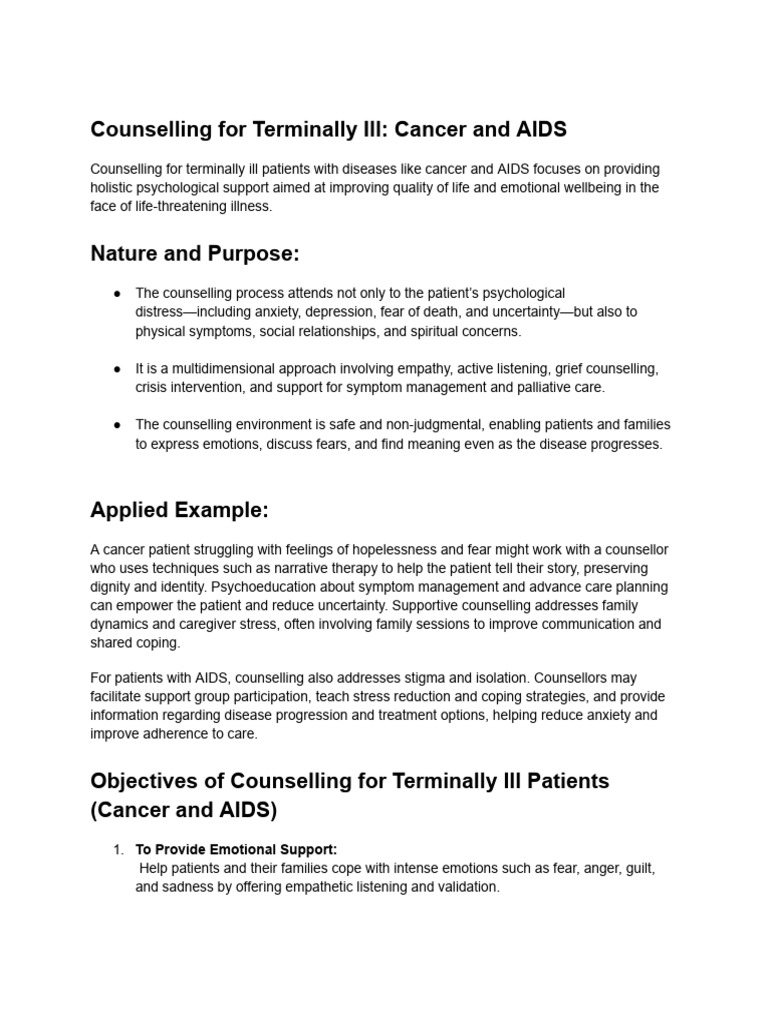 Counselling for Terminally Ill Patients | PDF | Terminal Illness | End ...