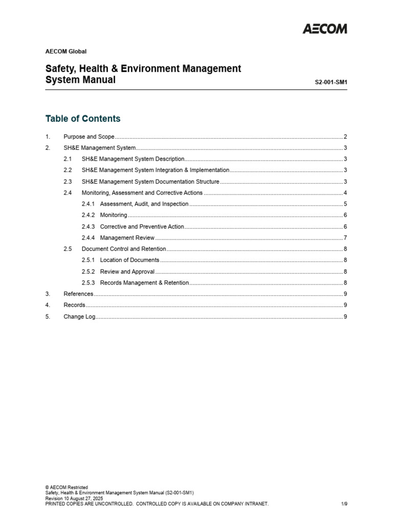 AECOM Management System Manual | PDF | Audit | Regulatory Compliance