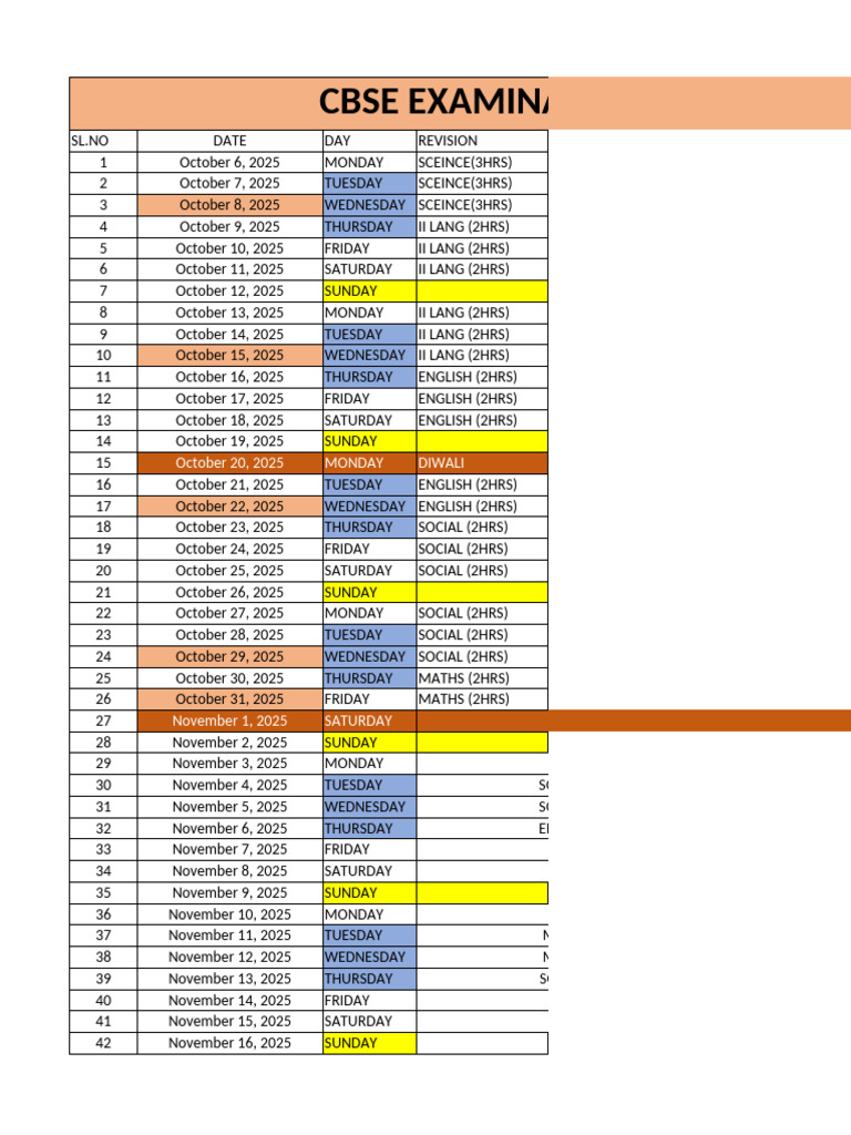 Christmas Exam Schedule 2025-26 | PDF