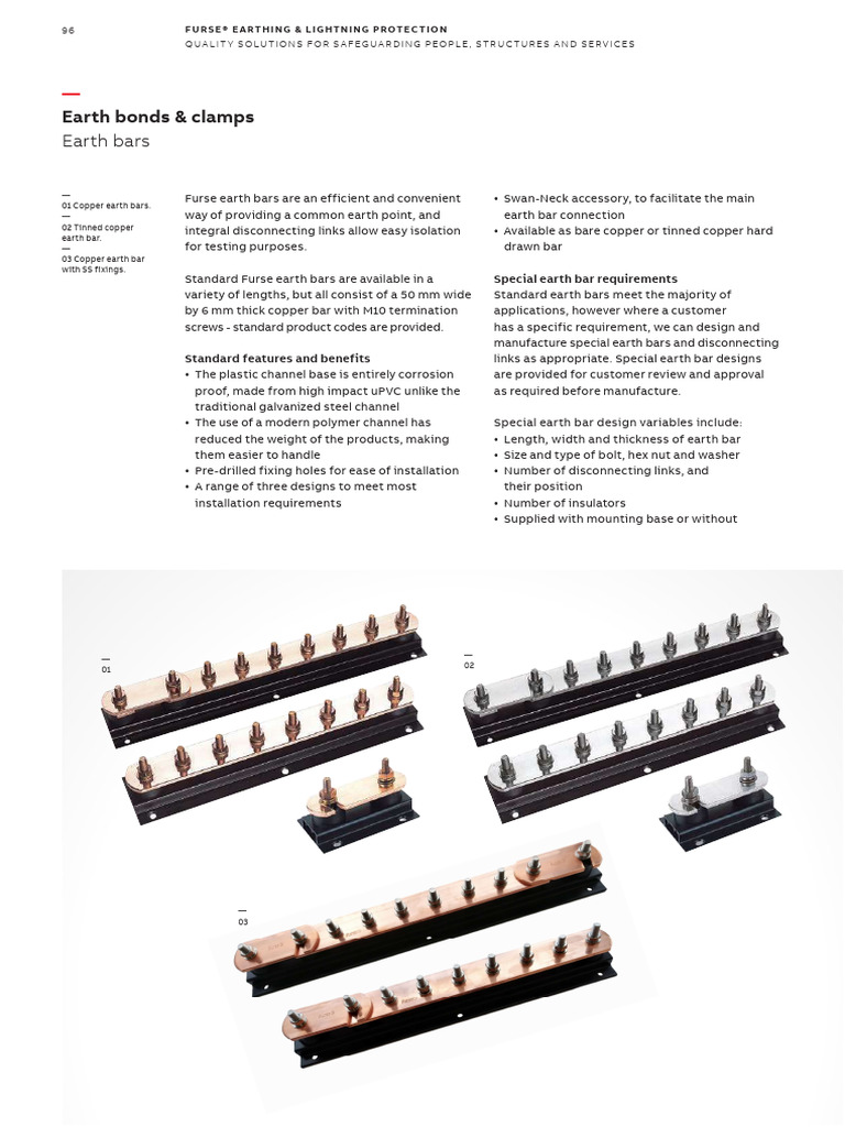 Copper Earth Bars and Clamps Overview | PDF | Screw | Building Materials