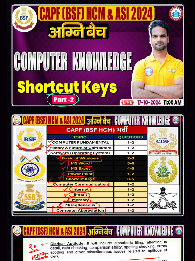 Computer Knowledge by Shivam Sir - Shortcut Keys #2 | PDF