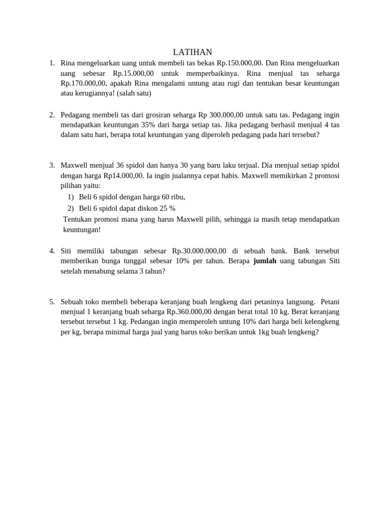 Analisis Untung Rugi dan Promosi Jualan | PDF