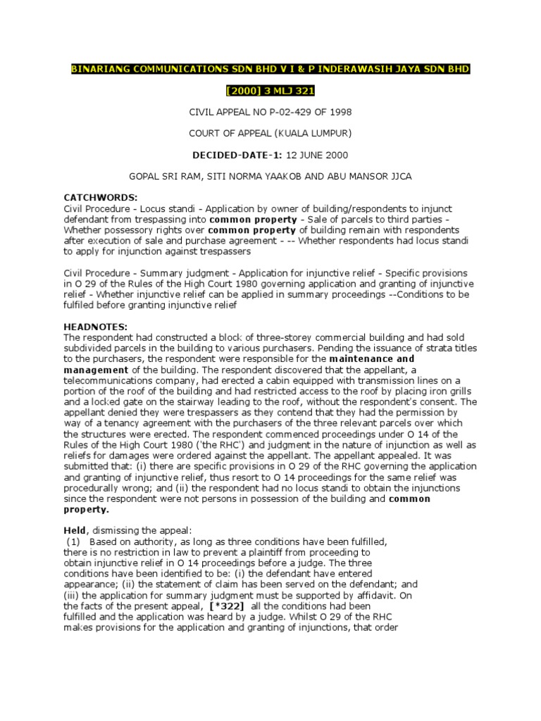 Injunction Case: Binariang Communications | PDF | Injunction | Summary ...