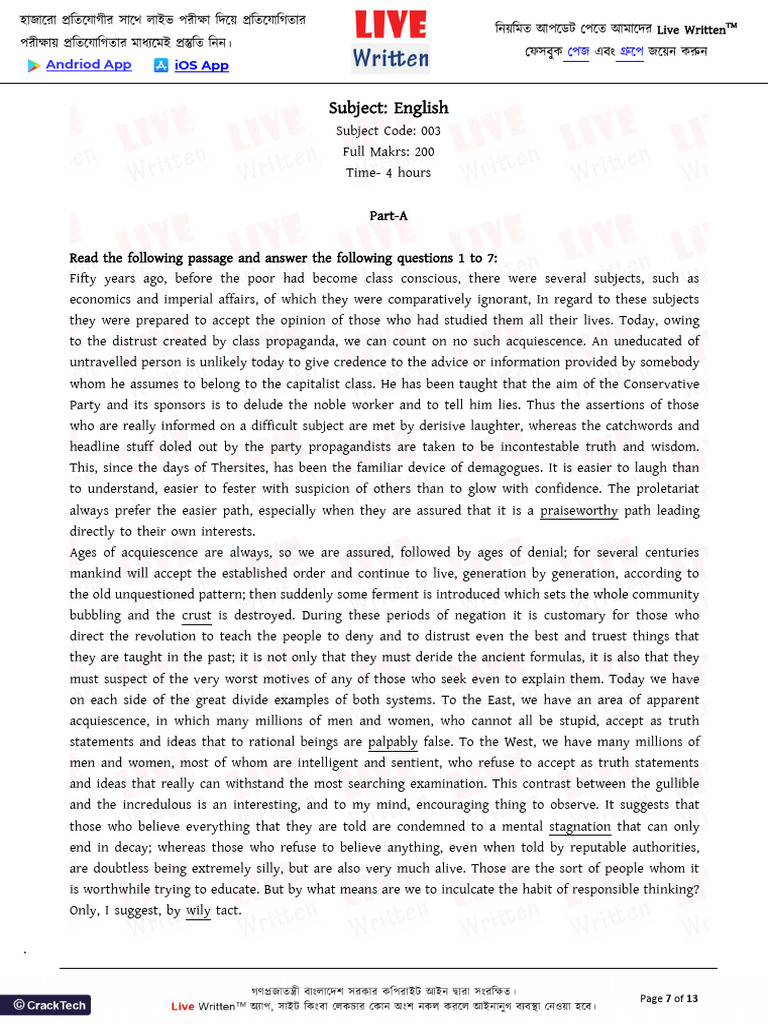 38 BCS English Written Question | PDF | Part Of Speech | Linguistics