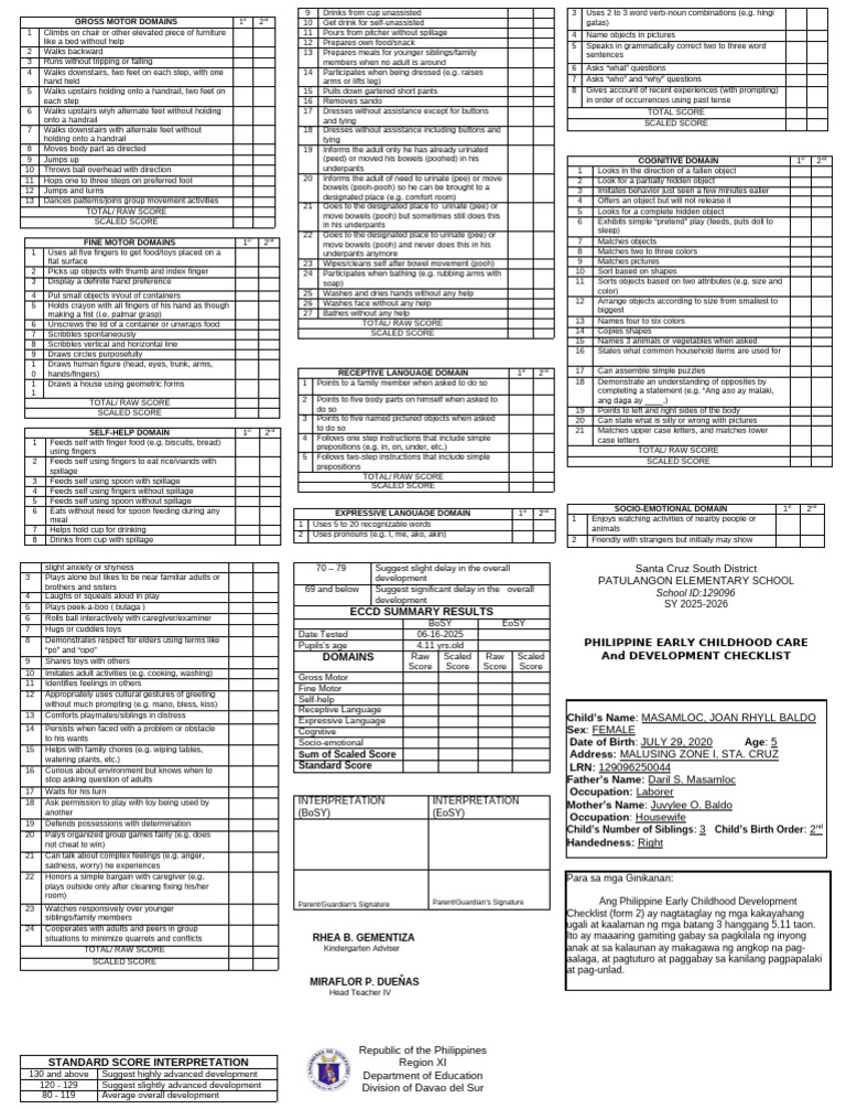 Checked-ECCD-CHECKLIST-ENGLISH (Final) | PDF | Linguistics