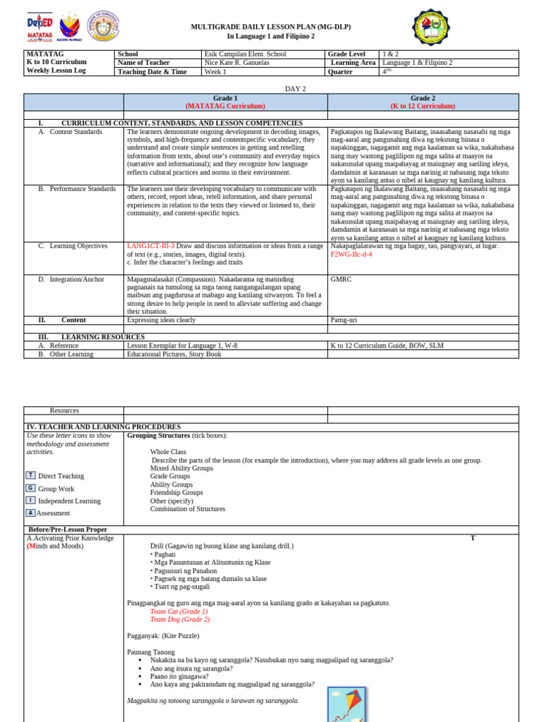 Matatag DLP Language 1 and Filipino 2 Q3 W-9 | PDF