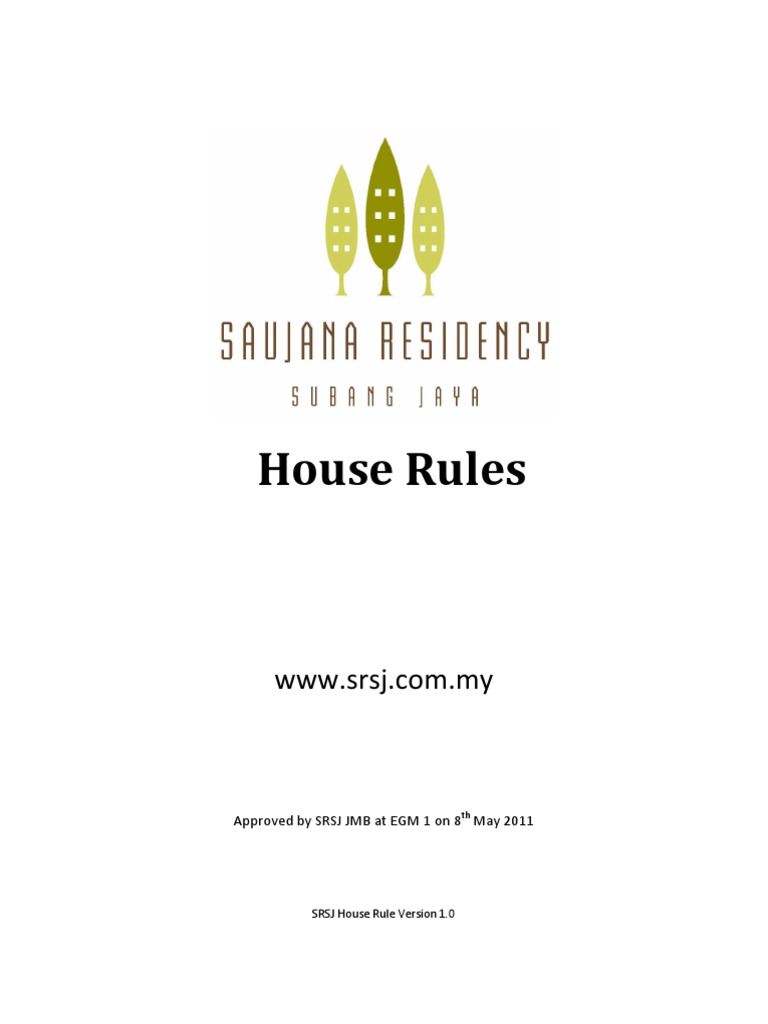 Sample House Rules | Identity Document | Indemnity