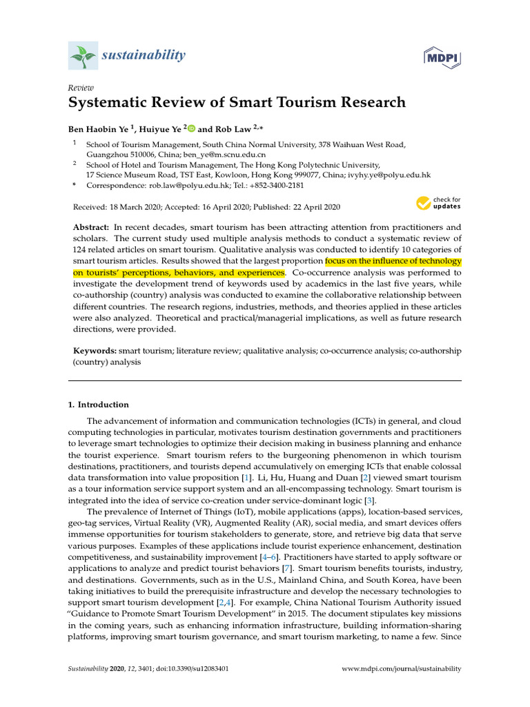 Sustainability 12 03401 | PDF | Analysis | Tourism